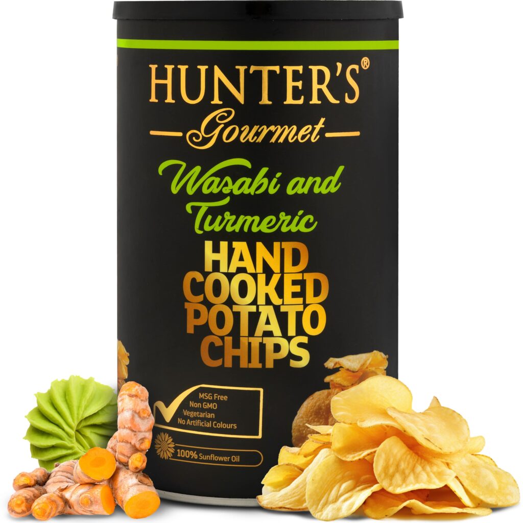 WASABI & TURMERIC VEGETARIAN HAND COOKED POTATO CHIPS (150g) - Hunter ...